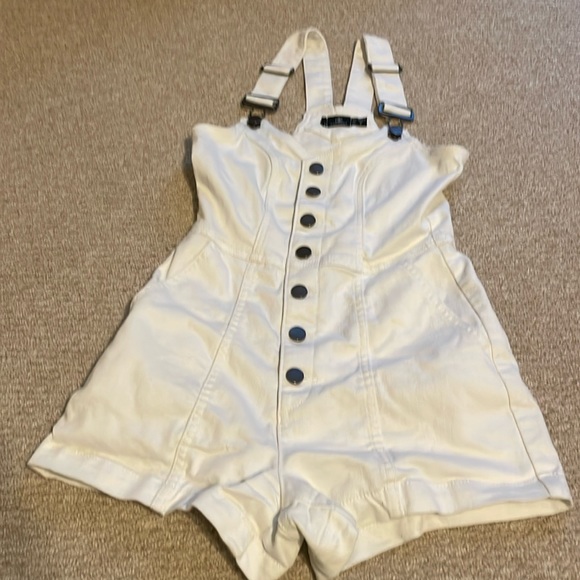 Volcom | Pants & Jumpsuits | Volcom White Denim Short Overallsromper ...